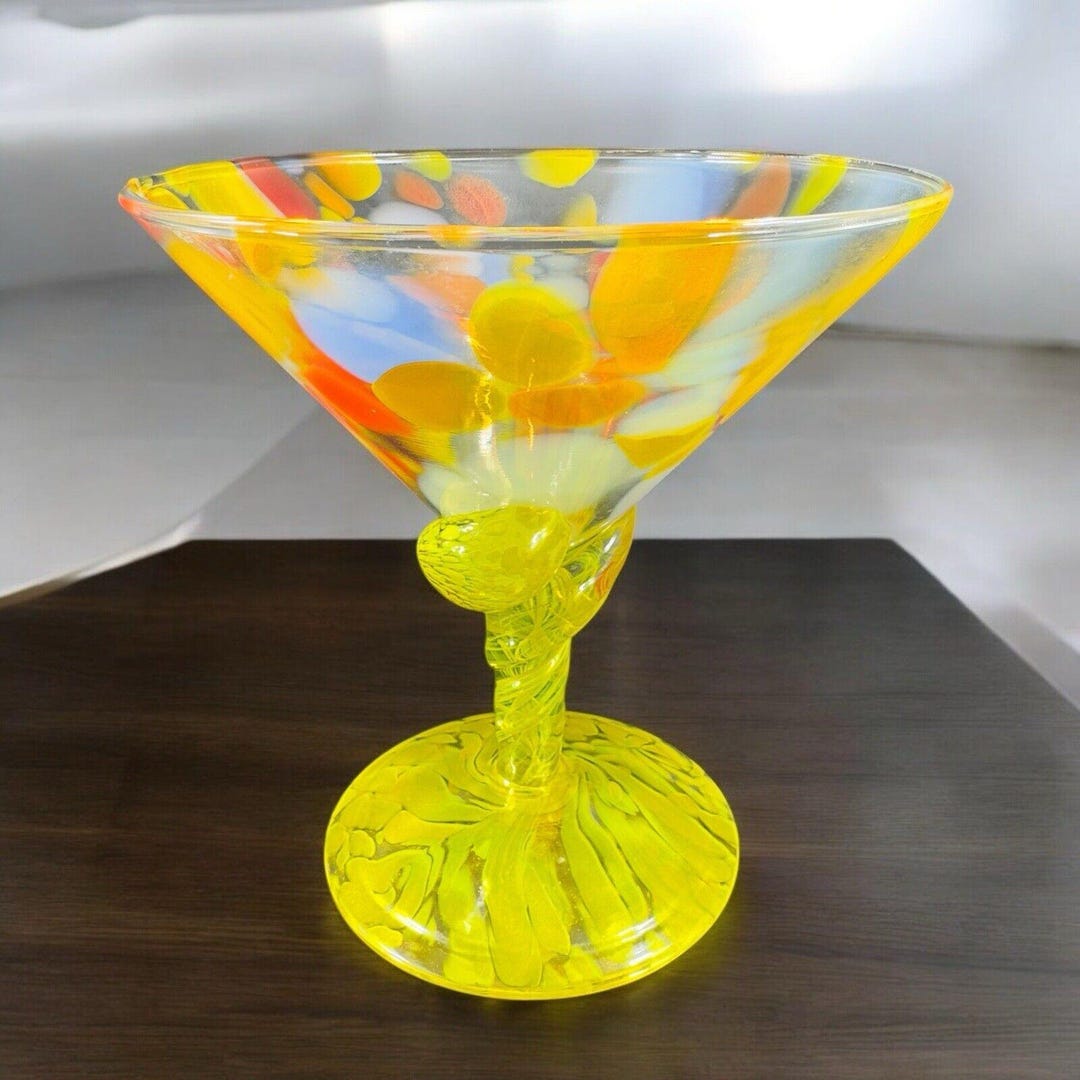 Vintage Large Cocktail Glass Cup Multicolor Spots Made in Scandinavia ...