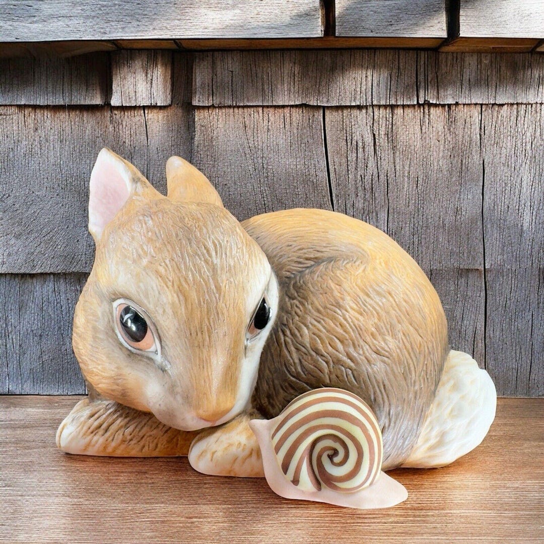 Franklin Mint Slowpoke Rabbit and Snail Figurine Porcelain Ceramic ...