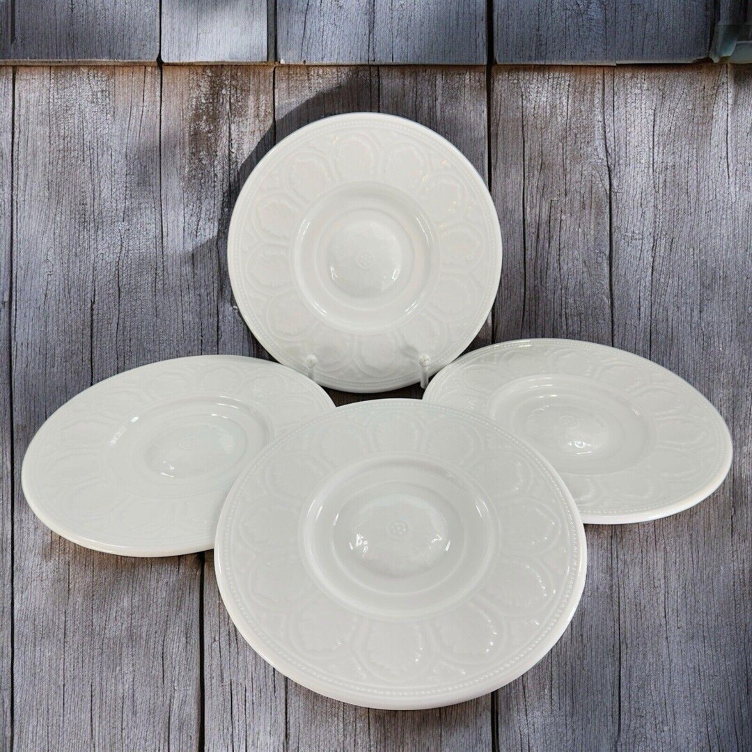 Coventry Fine Porcelain Parthenon Round White Dish Plate Set 4 Dishes ...