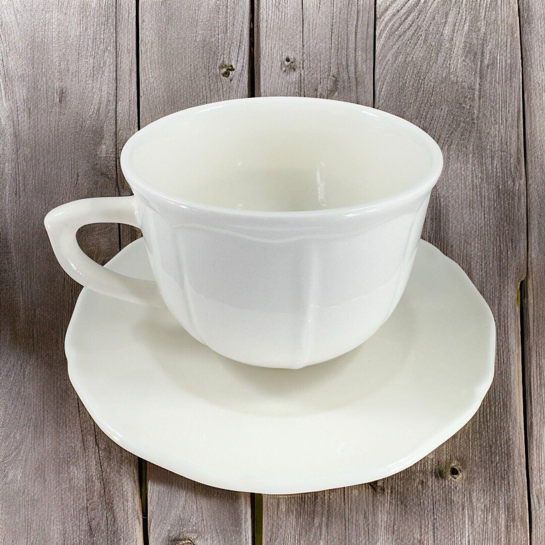 Farberware French Buffet Cup and Saucer Set White Porcelain Teacup Mug ...