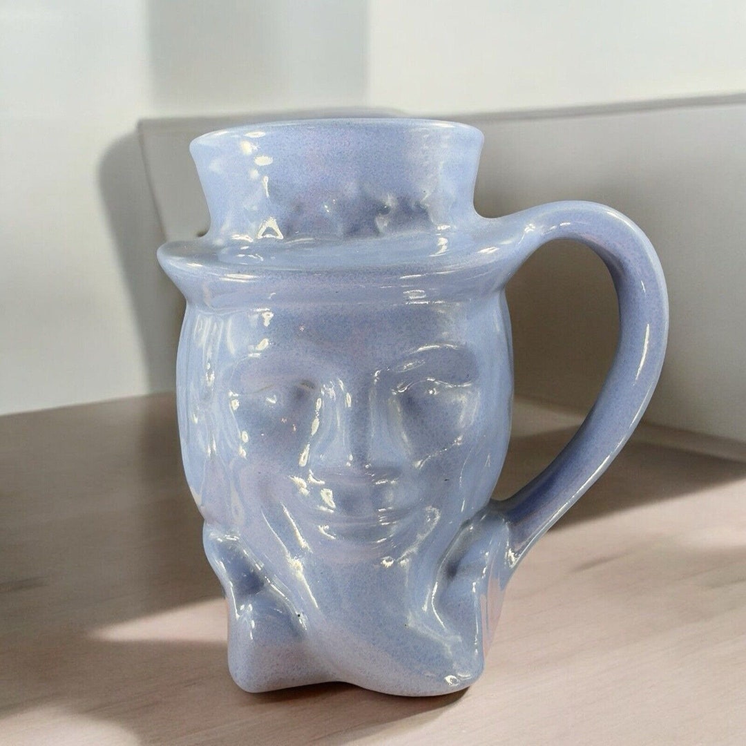 1970s Frankoma Pottery Uncle Sam Toby Mug Cup Bicentennial Blue Light ...