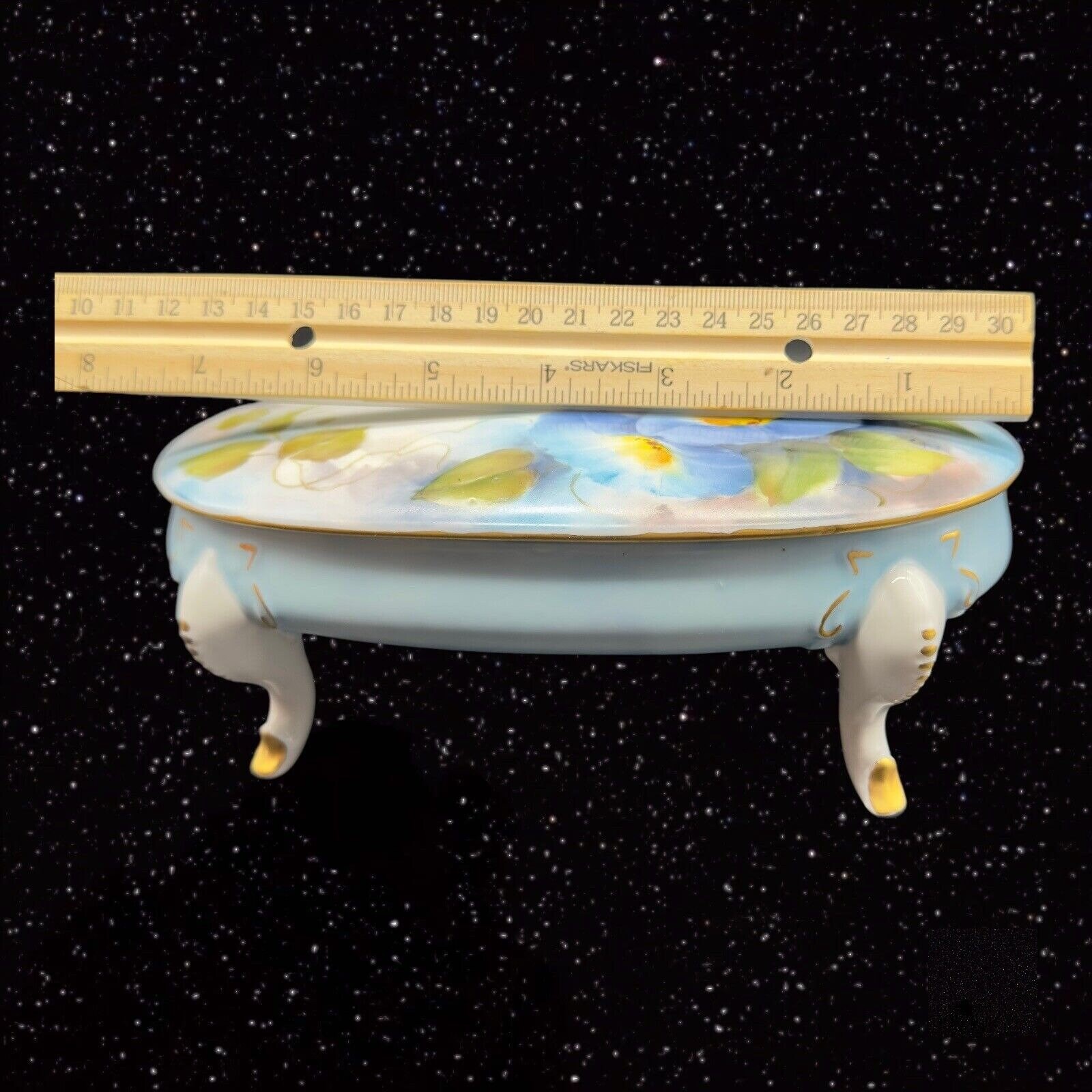 Antique Hand Painted Porcelain Jewelry Box Trinket Footed Box - Etsy