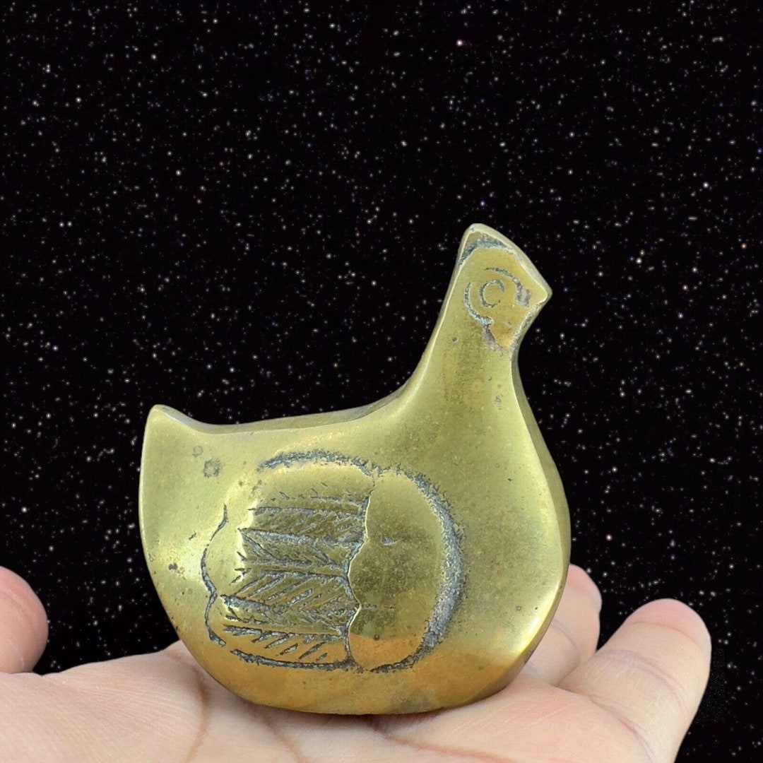 1980s Vintage Metal Brass Figurine Heavy Paperweight Hand Made in Korea ...
