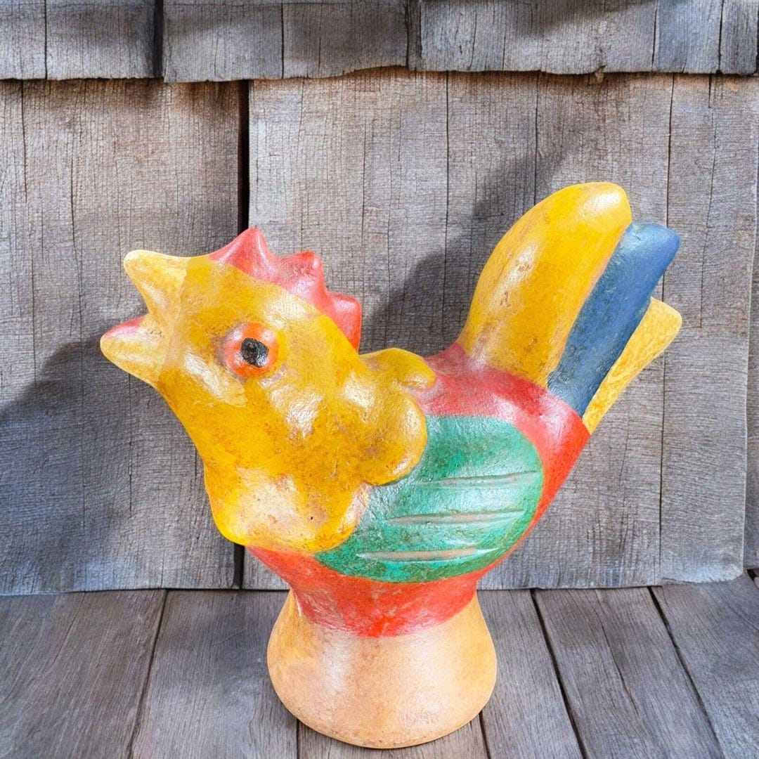 Vintage Folk Art Peru Pottery Bird Figurine Hand Painted Decor Figure ...