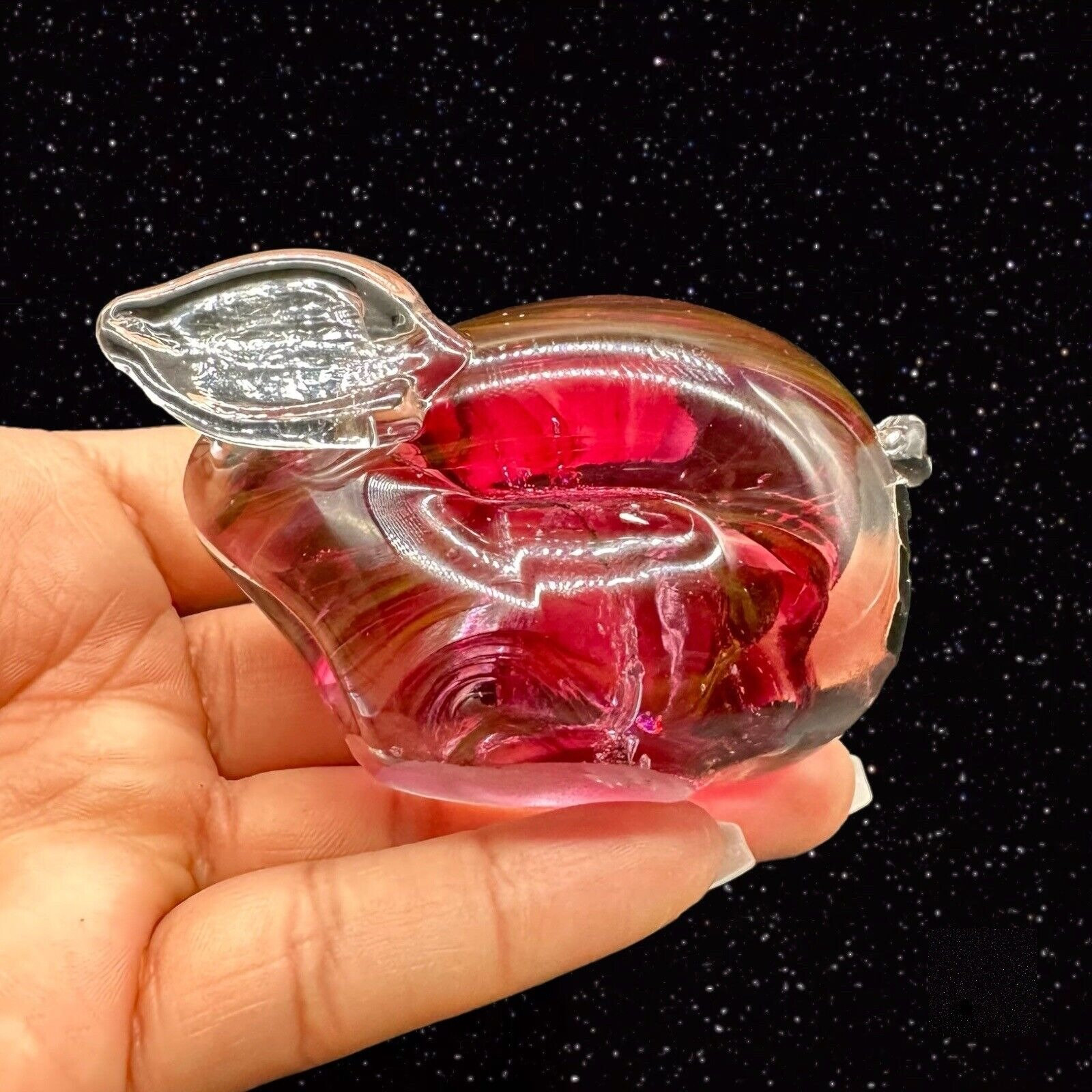 Kerry Glass Paperweight Made Ireland Magenta Swirl Pig Art - Etsy