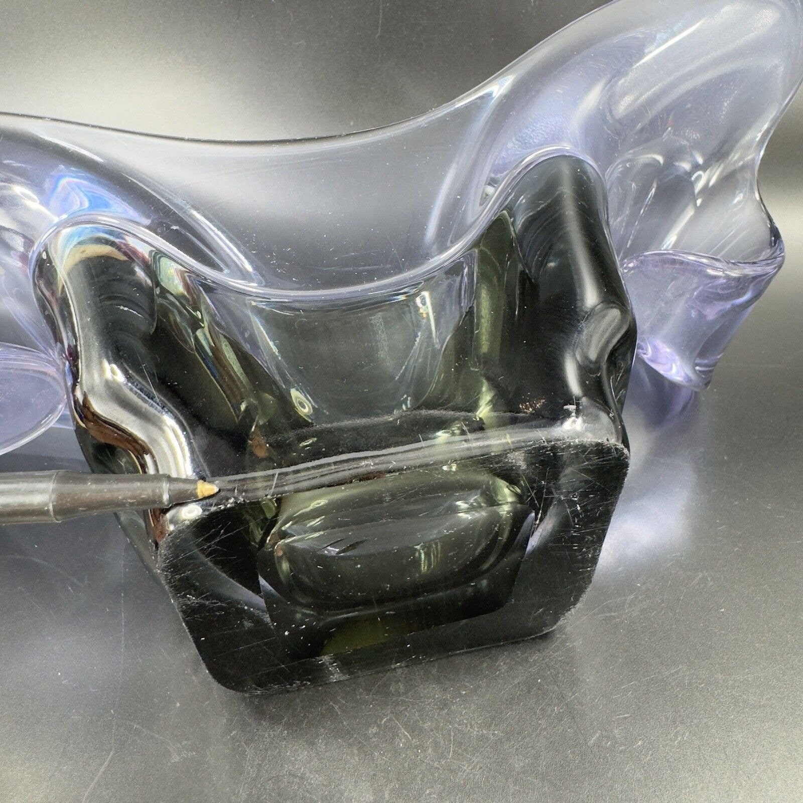 Vintage Tiffin Empress Twilight and Smoke Art Glass Vase Arranger Bowl ...
