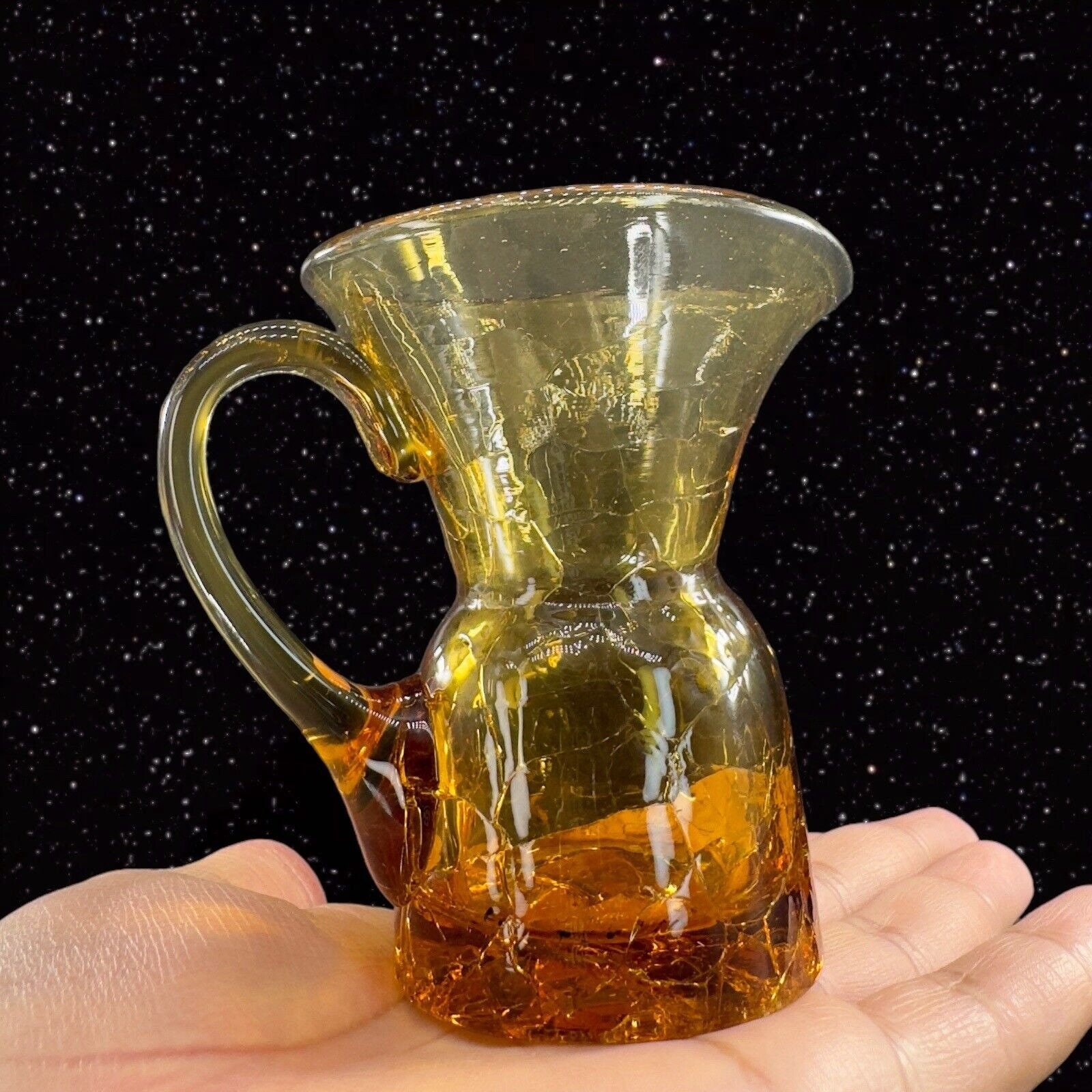 1960s Amber Crackled Glass Small Pitcher Creamer Art Glass - Etsy