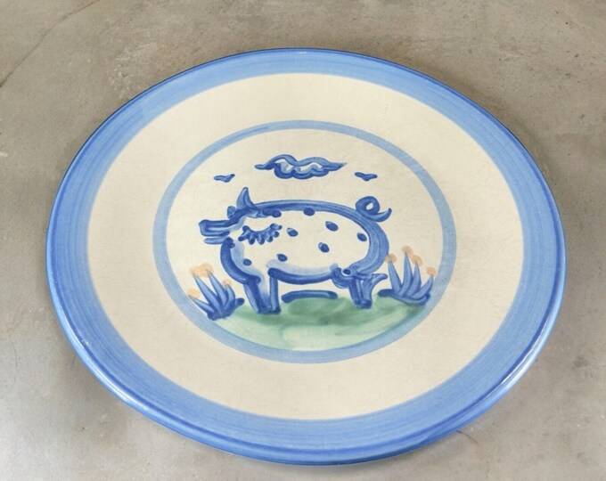 MA Hadley Pottery Hand Painted Folk Art Country Pig With Lashes Round ...