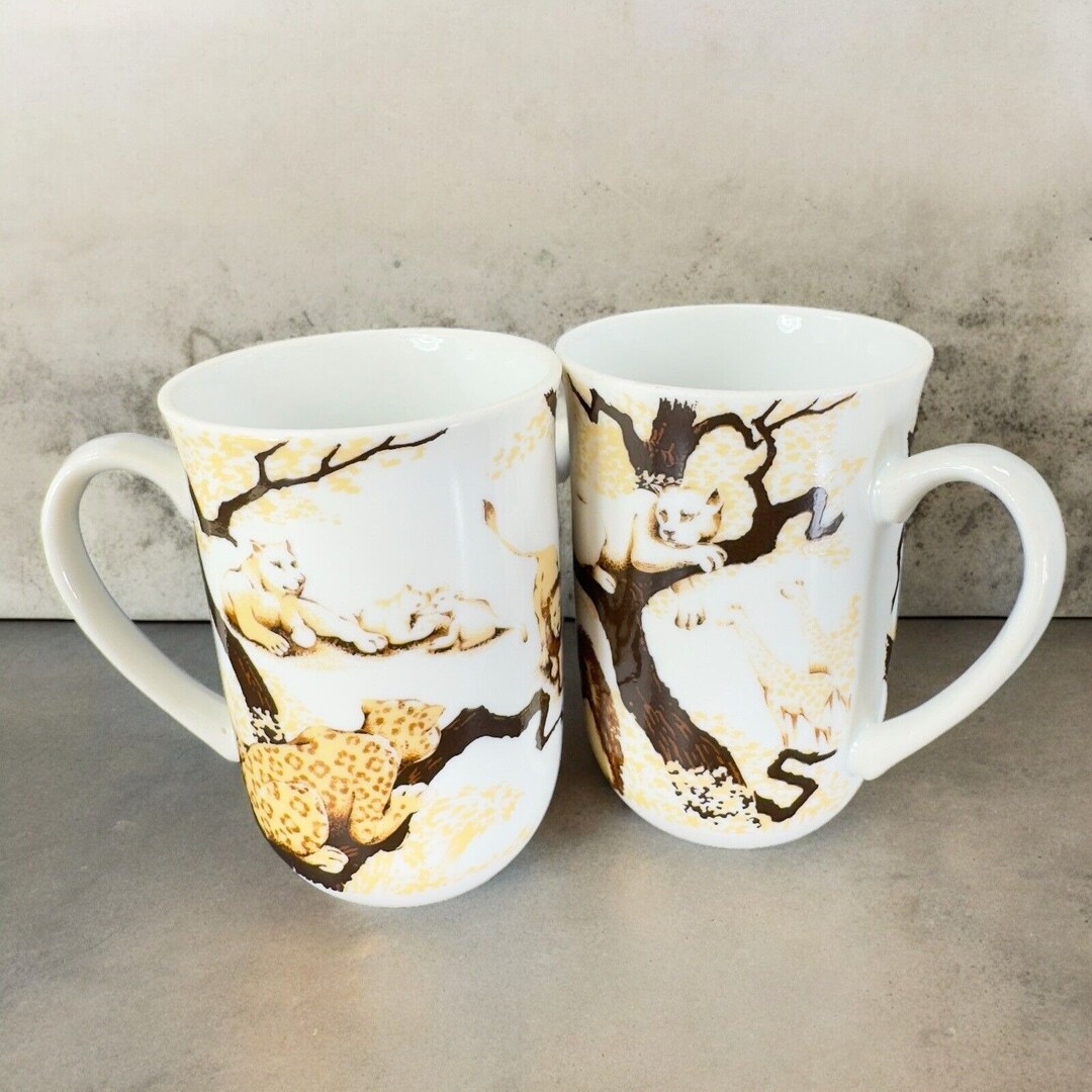 Vintage Toscany Porcelain Ranier Coffee Mug Cup 8oz Ceramic Lion Lionesses Set 2 - Etsy