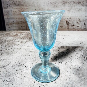 Hand Blown Studio Art Glass Drinking Goblets Transparent Light Blue ...
