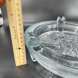 1970s Blenko Huge Heavy Ashtray Chinese Classics Birds Clear Manganese ...