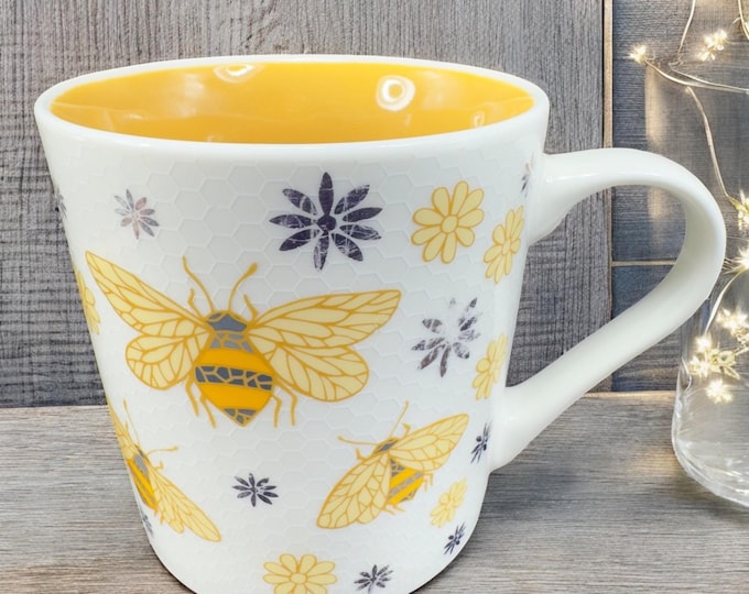 Heartland Hive Mug Cup Bumble Honey Bee Flowers Beehive Bees Gold ...
