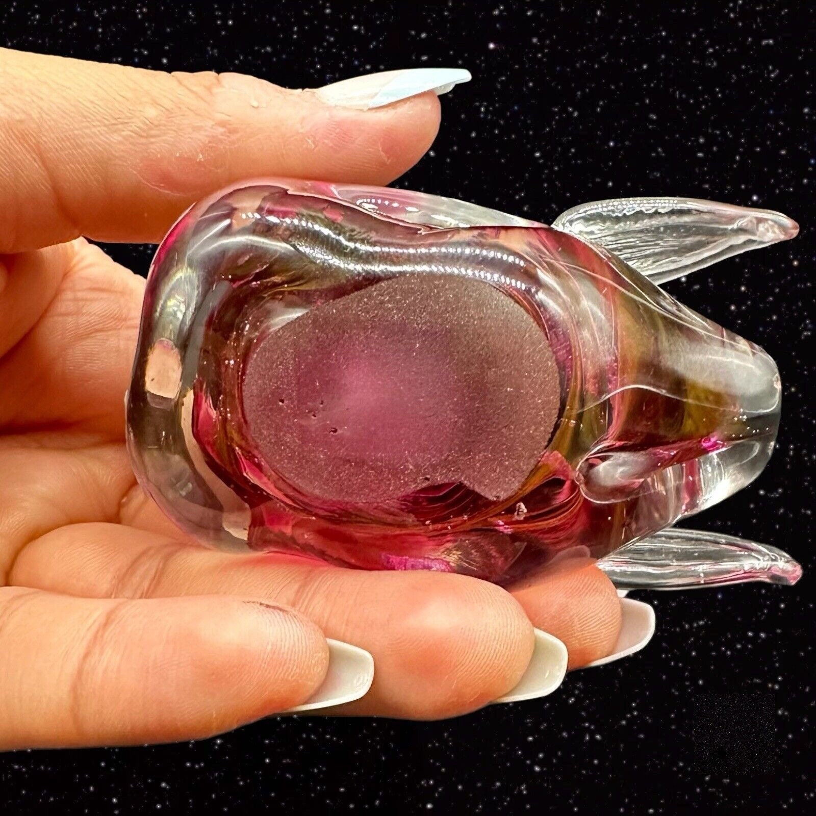 Kerry Glass Paperweight Made Ireland Magenta Swirl Pig Art - Etsy