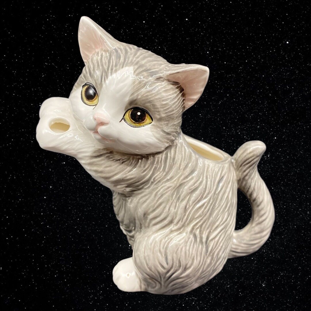 Vintage 1990 Hearth and Home Designs Kitten Cat Creamer Pitcher 4T 4.5W ...