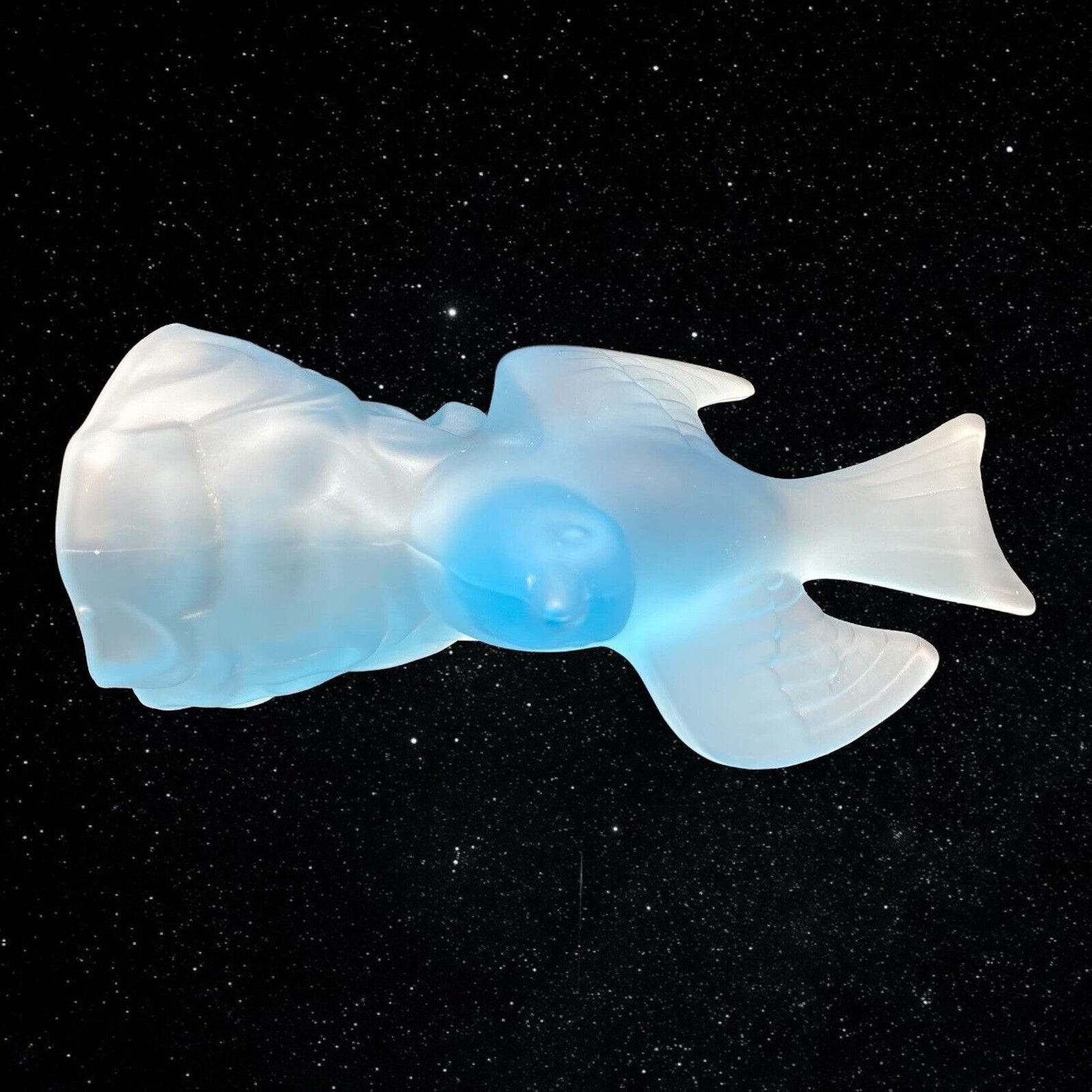 L.E Smith Art Glass Satin Frosted Light Blue Bird Figure 8.75”T 6”W - Etsy