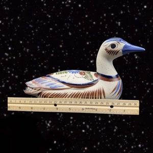 Mexico Folk Art Pottery Duck Bird Hand Made Tonala Talavera Large 9”W 5 ...