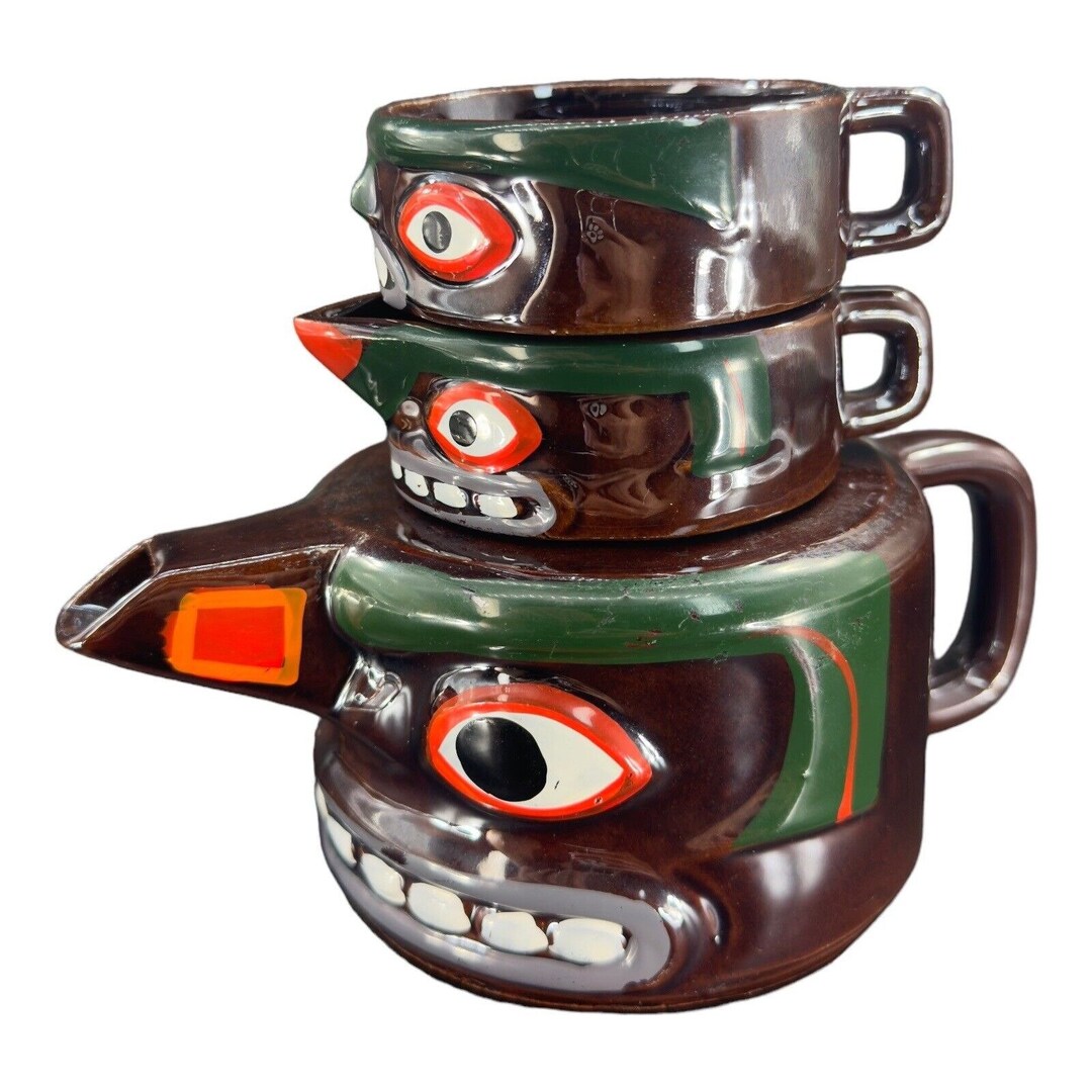 Whimsical Tiki Stackable Tea Set 3 Pcs Teapot Creamer and Cup - Etsy