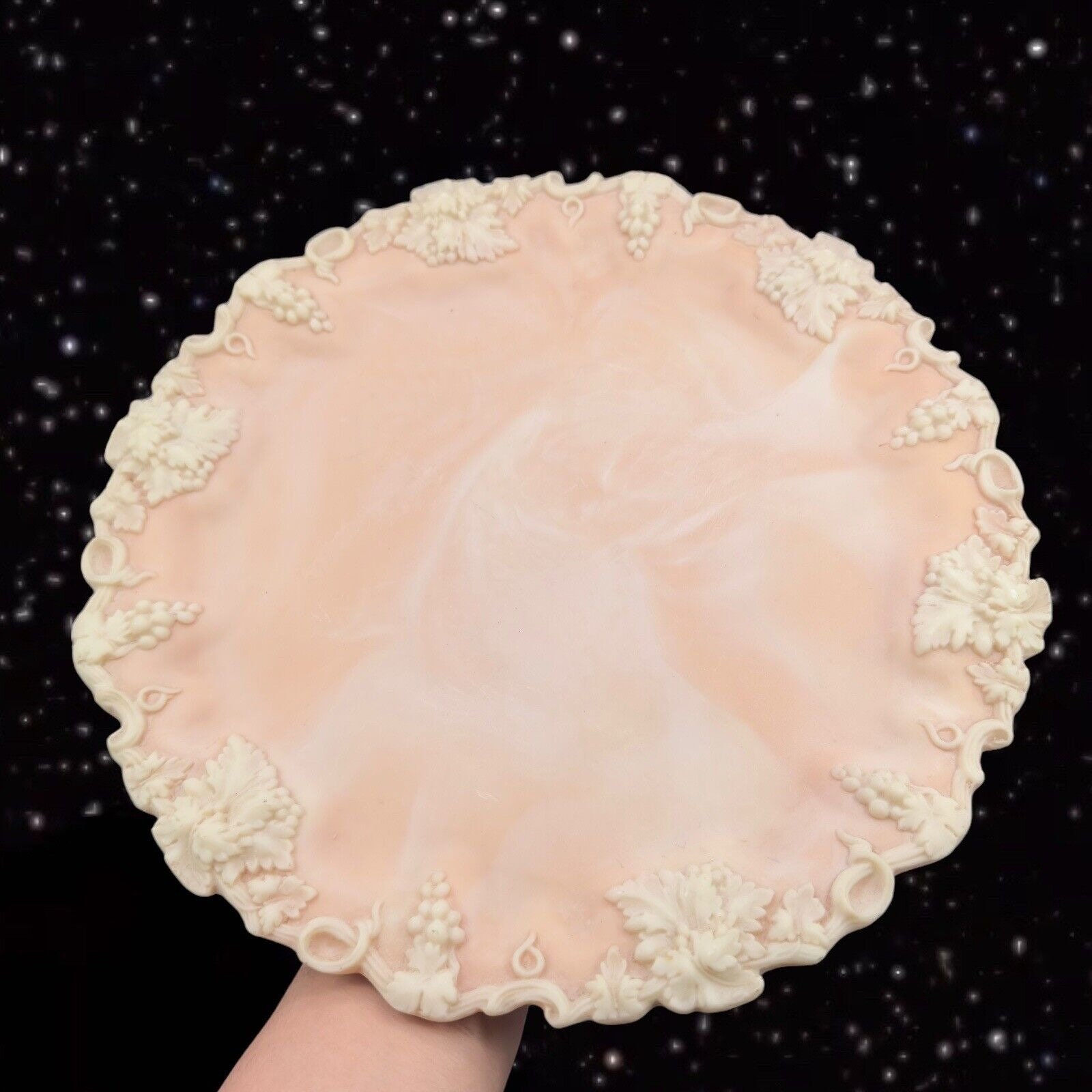 Incolay Plate Raised Grape Vine Icing Edge Genuine Incolay Stone USA ...