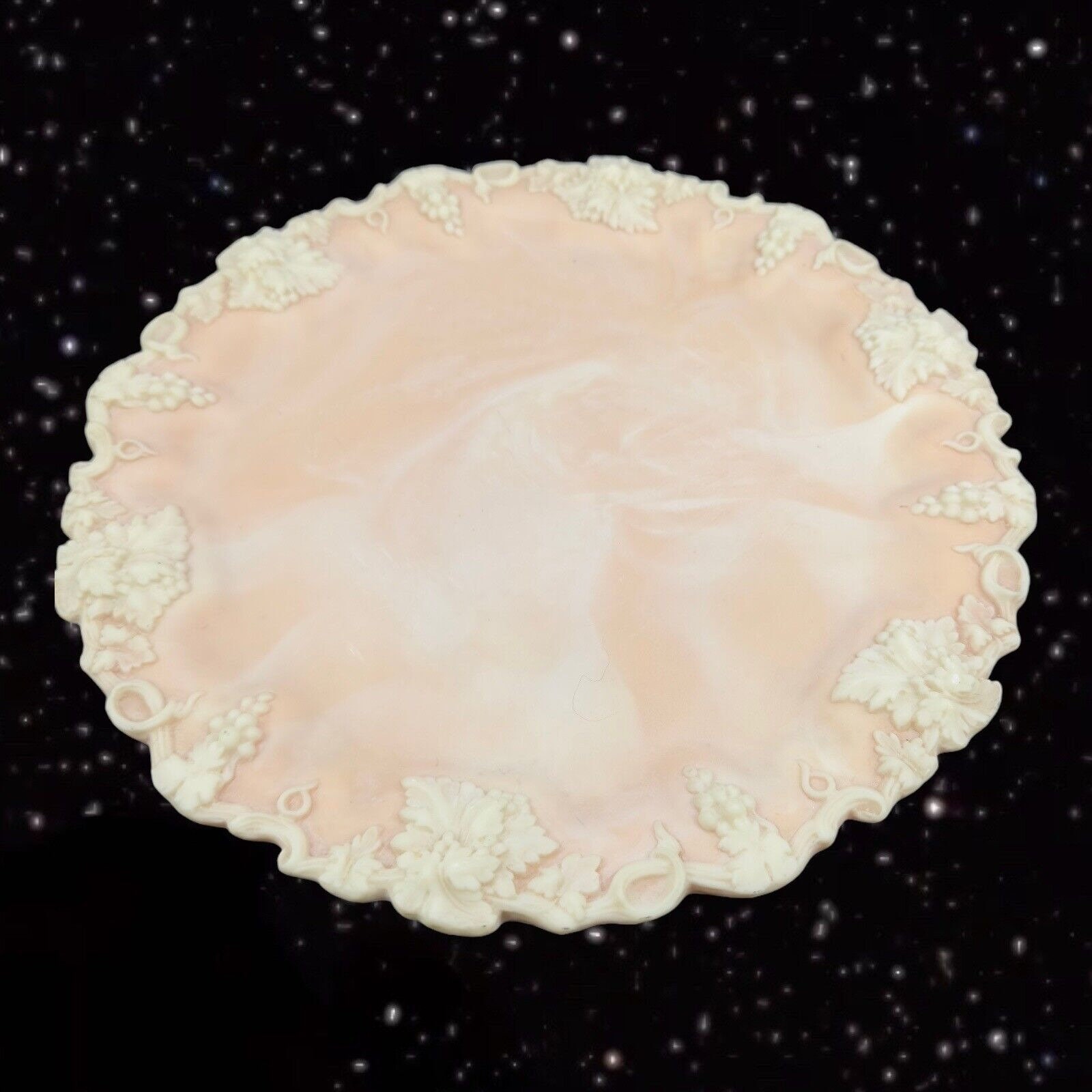 Incolay Plate Raised Grape Vine Icing Edge Genuine Incolay Stone USA ...