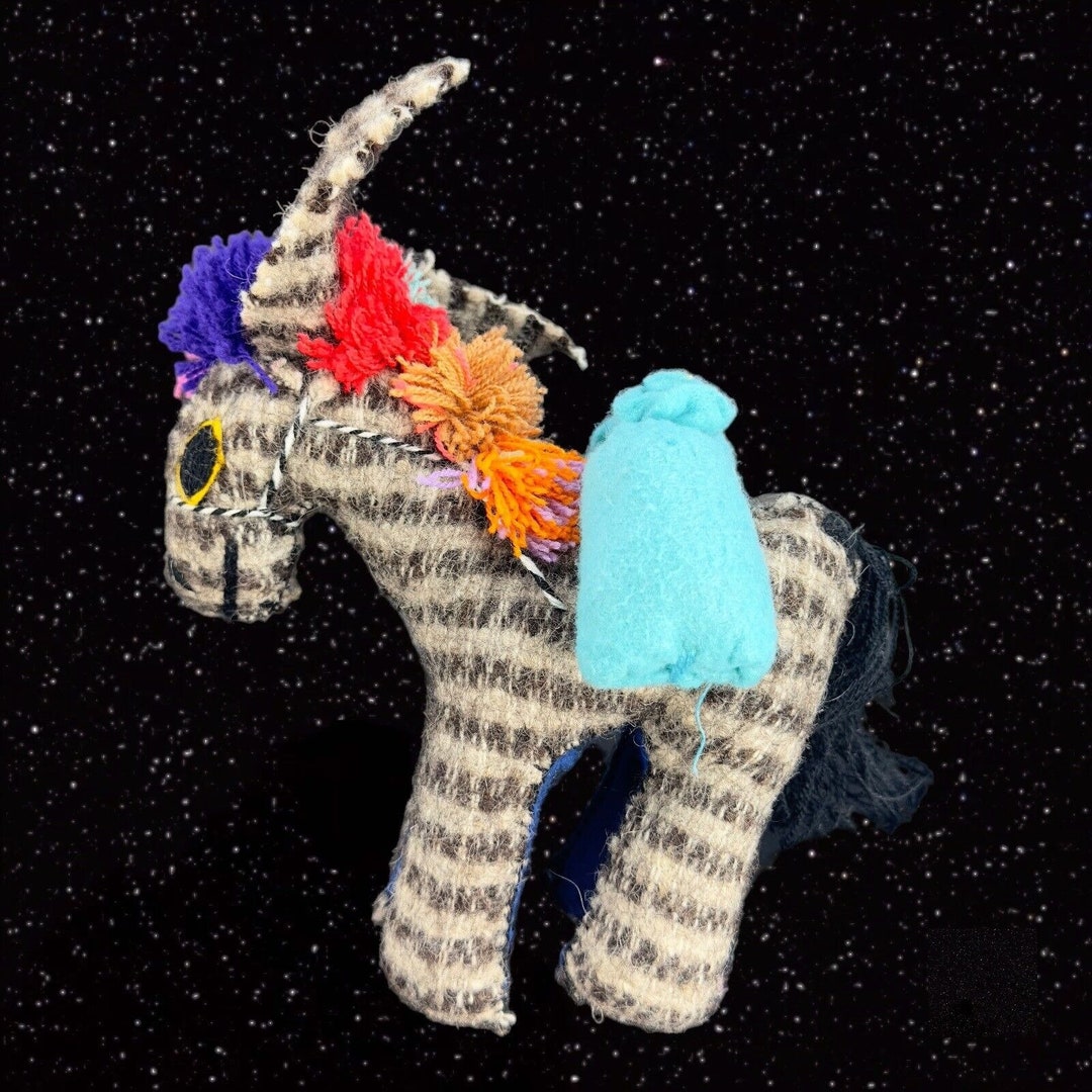 Hand Made Mexico Folk Art Donkey Fabric Cloth Multicolor Animal Hand ...