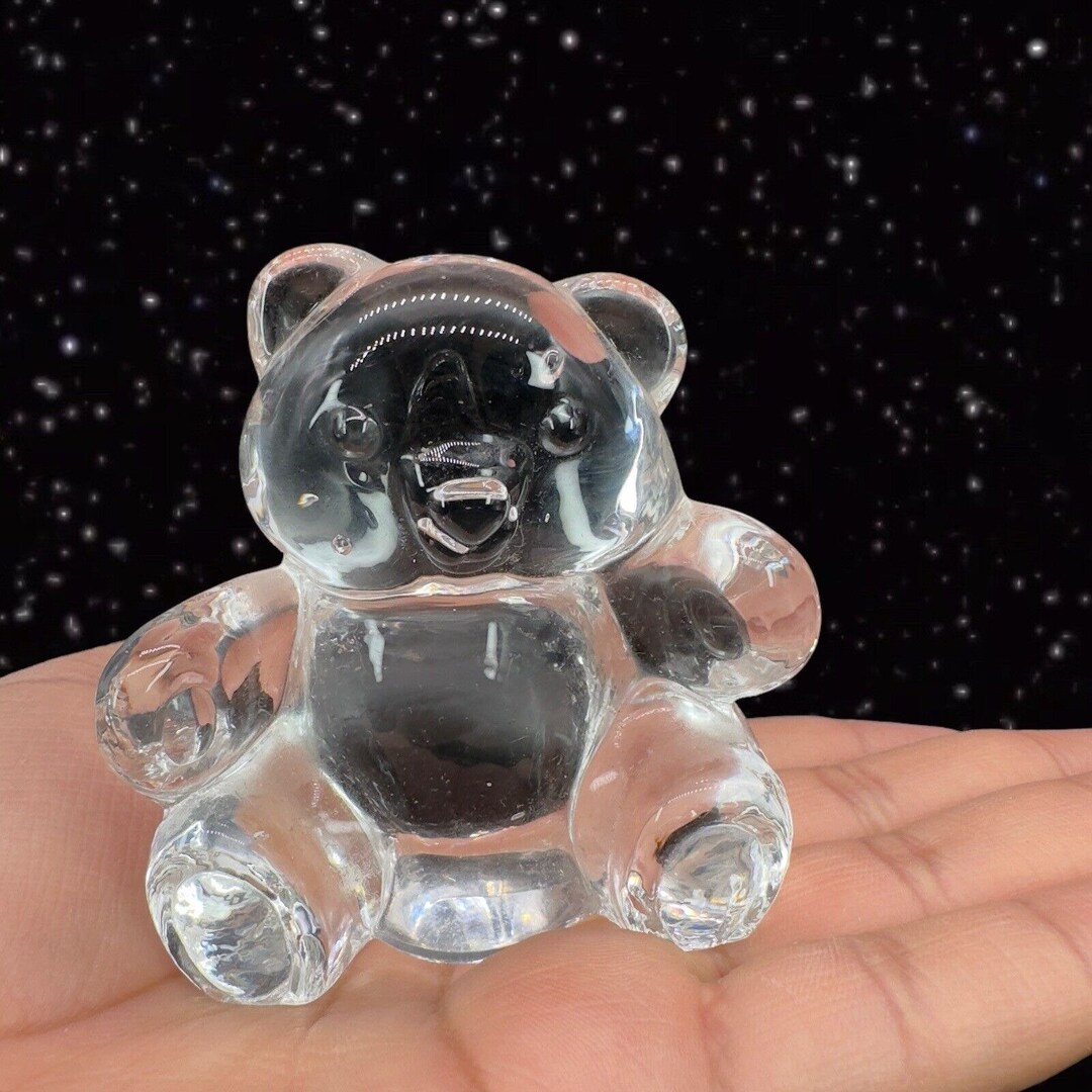 Clear Art Glass Figurine Bear Paperweight Glass Whimsical Teddy Bear 2. ...