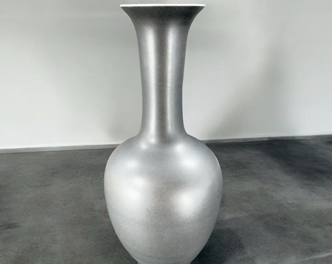 MK BO JIA Middle Kingdom Fine Porcelain Vase Matte Black White Signed ...