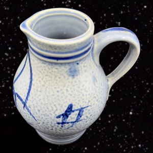Staffel Stoneware Pitcher W Germany Cobalt Blue Salt Glaze Pottery ...