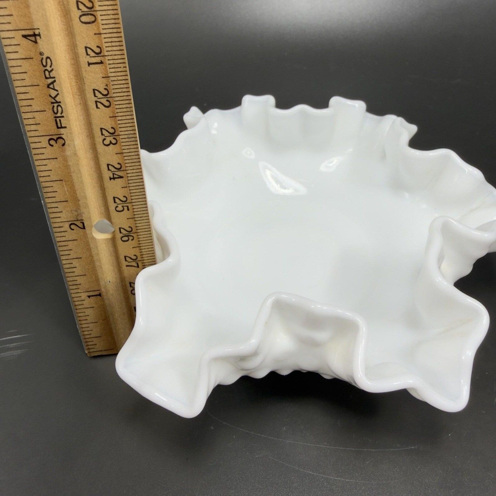 Fenton Hobnail Double Crimped Bon Bon White Milk Glass 5inch Dish Bowl ...