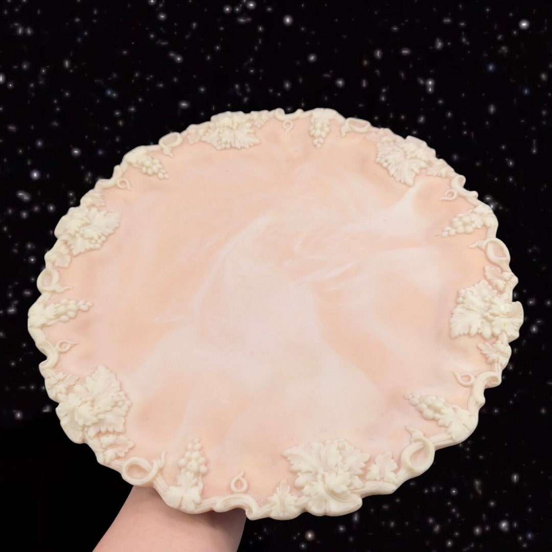 Incolay Plate Raised Grape Vine Icing Edge Genuine Incolay Stone USA ...