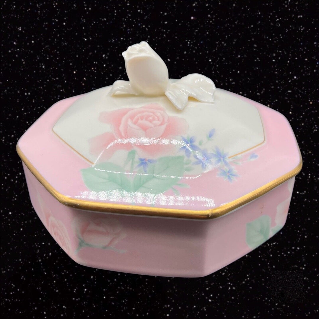 MIKASA Ivory Pink Floral Trinket Box Octagon Rose Duet Pink B2016 Narumi Japan - Etsy