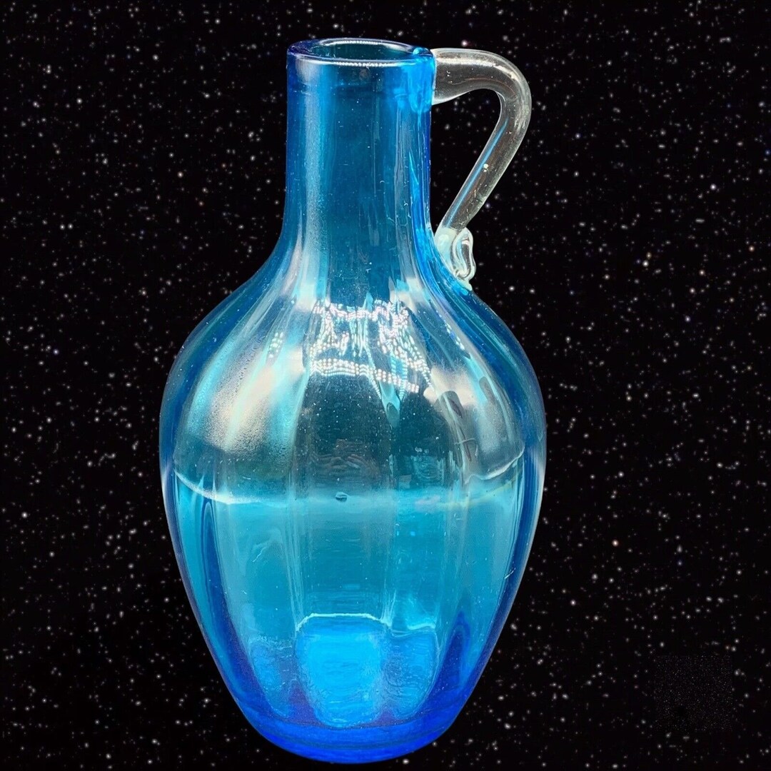 MCM Beacon Glass Company Optic Barrel Jug Hand Blown Aqua 8T 4W - Etsy