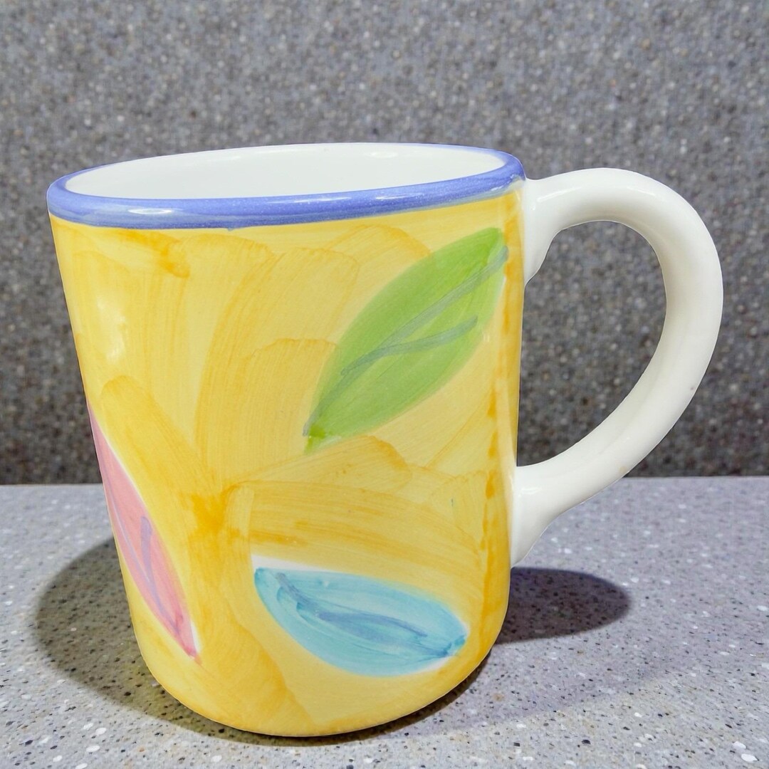 Caleca Italy Pottery Coffee Mug Cup Frutta Pattern Hand Painted Fruit ...