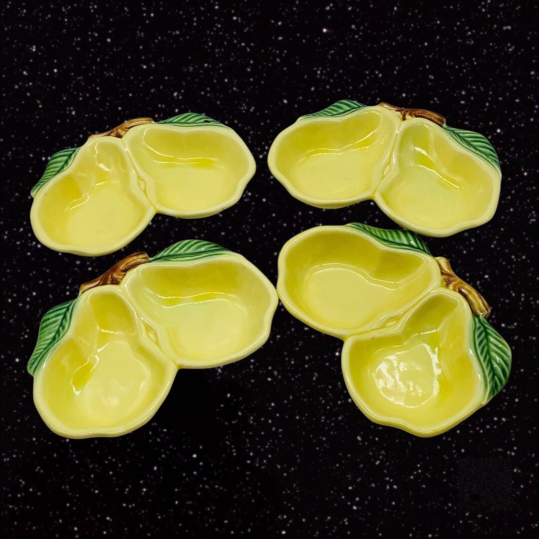 Belmar California Pottery USA 320 Pear & Leaf Dishes Yellow 1”T 7”W Set ...