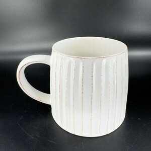 2013 Starbucks Matte White Ribbed Mug Faded Red Stripes 16oz Ceramic ...