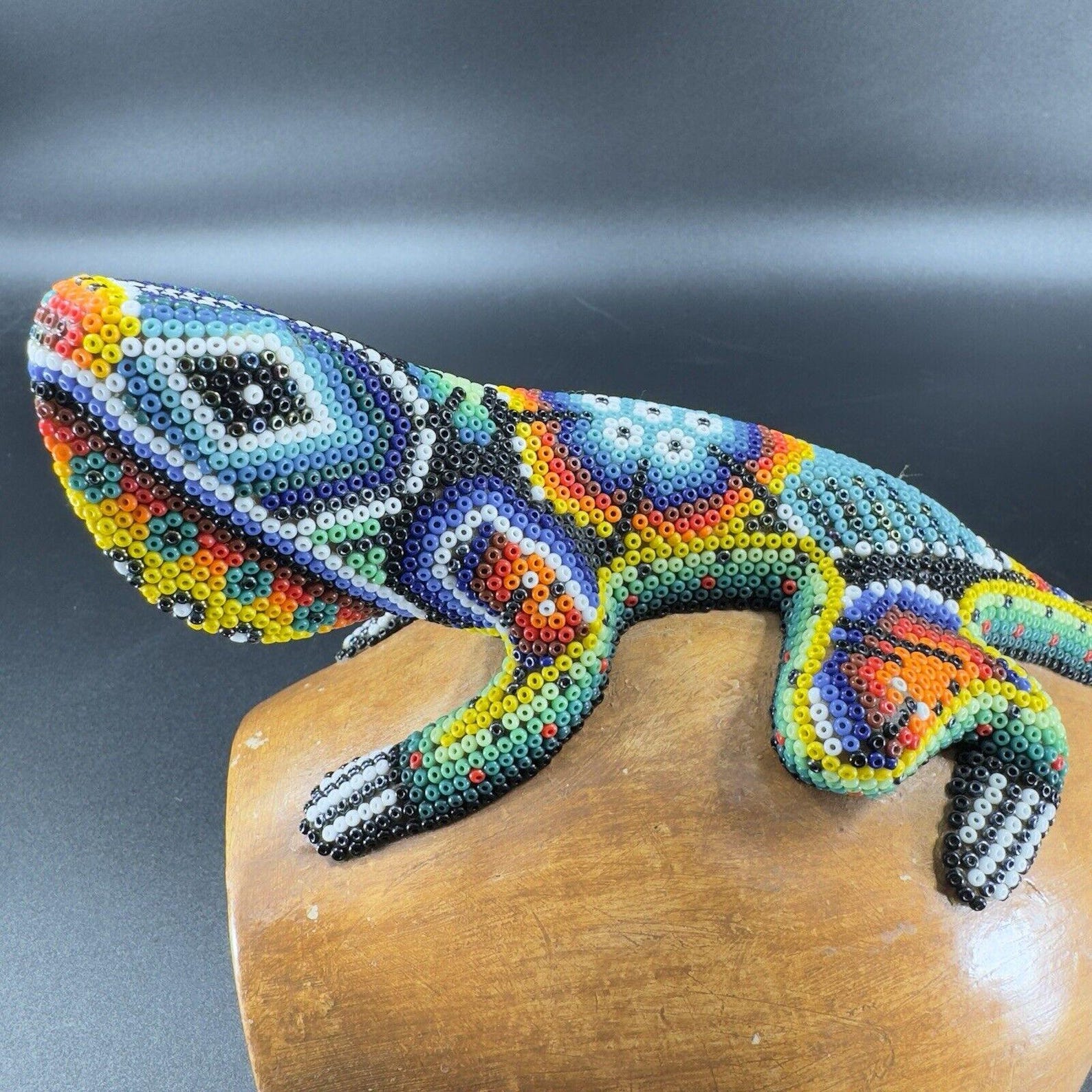 Mexican Folk Art Beaded Lizard on Pottery Wall Hanging Vase Vessel ...