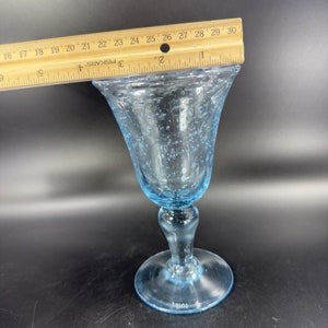 Hand Blown Studio Art Glass Drinking Goblets Transparent Light Blue ...