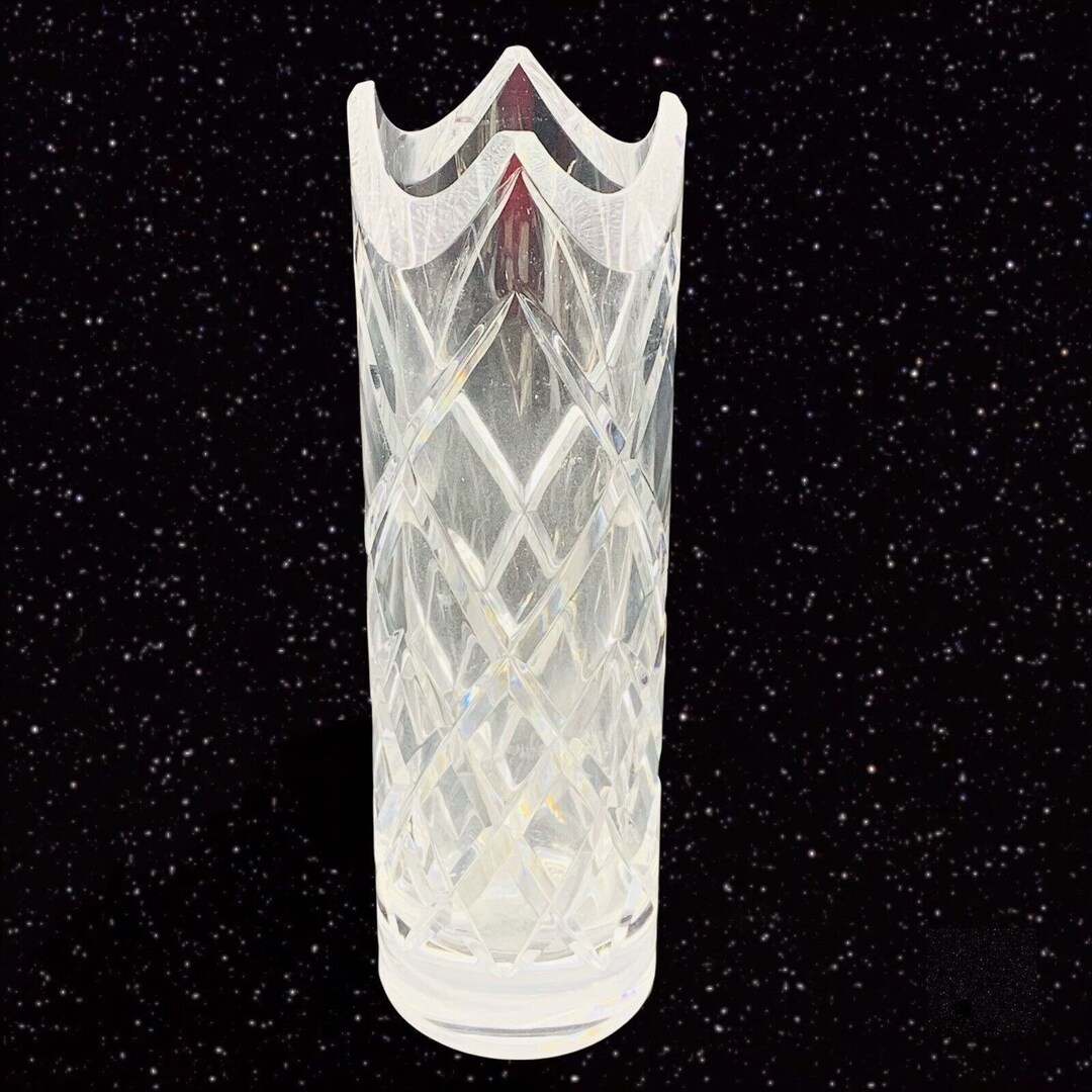 Vintage Ceska Czech Crystal Glass Cylinder Vase Marked 10T 3W - Etsy