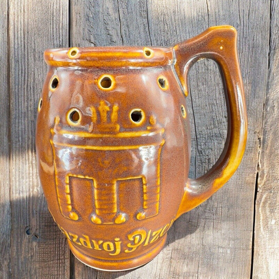 Czech Republic PRAZDROJ PLZEN Large Beer Puzzle Trick Beer Mug Stein ...