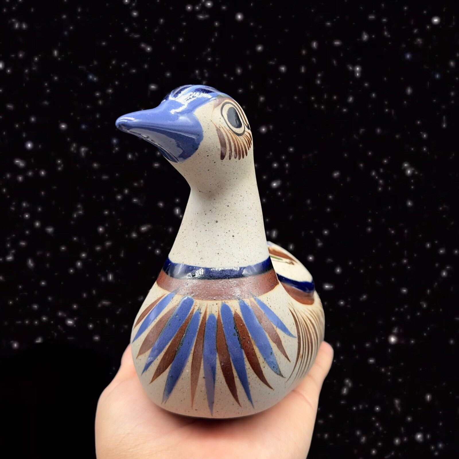 Mexico Folk Art Pottery Duck Bird Hand Made Tonala Talavera Large 9”W 5 ...