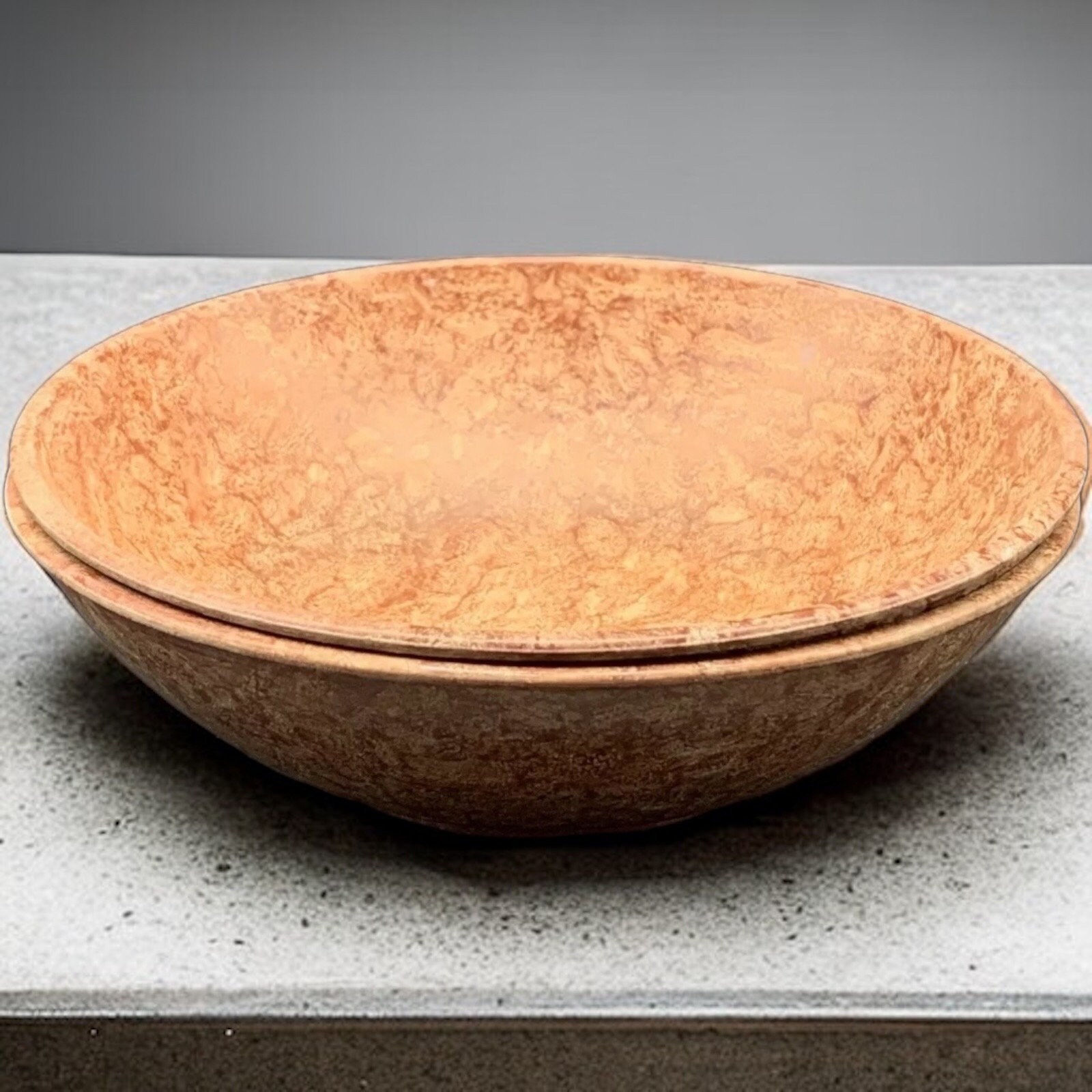 Set of 2 KYS-ITE Melmac Burl Wood Grain Dessert Bowls Made in USA 1.5”T ...