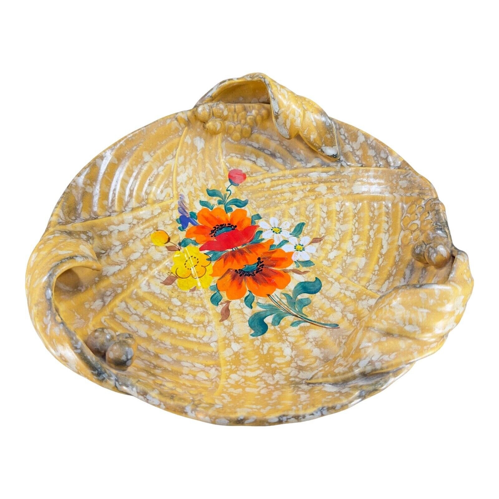 Vintage Czechoslovakia Pottery Folded Dish Bowl Large Hand - Etsy