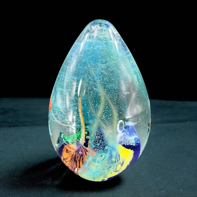 Venetian Art Glass Paperweight Fish Aquarium Large Heavy Multicolor ...
