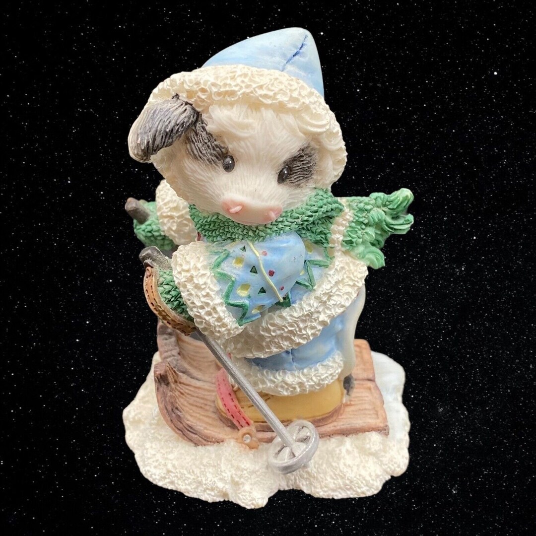 1996 Enesco Mary Moo Moos January Ski Moo Later Figurine 3.5”T 2”W - Etsy