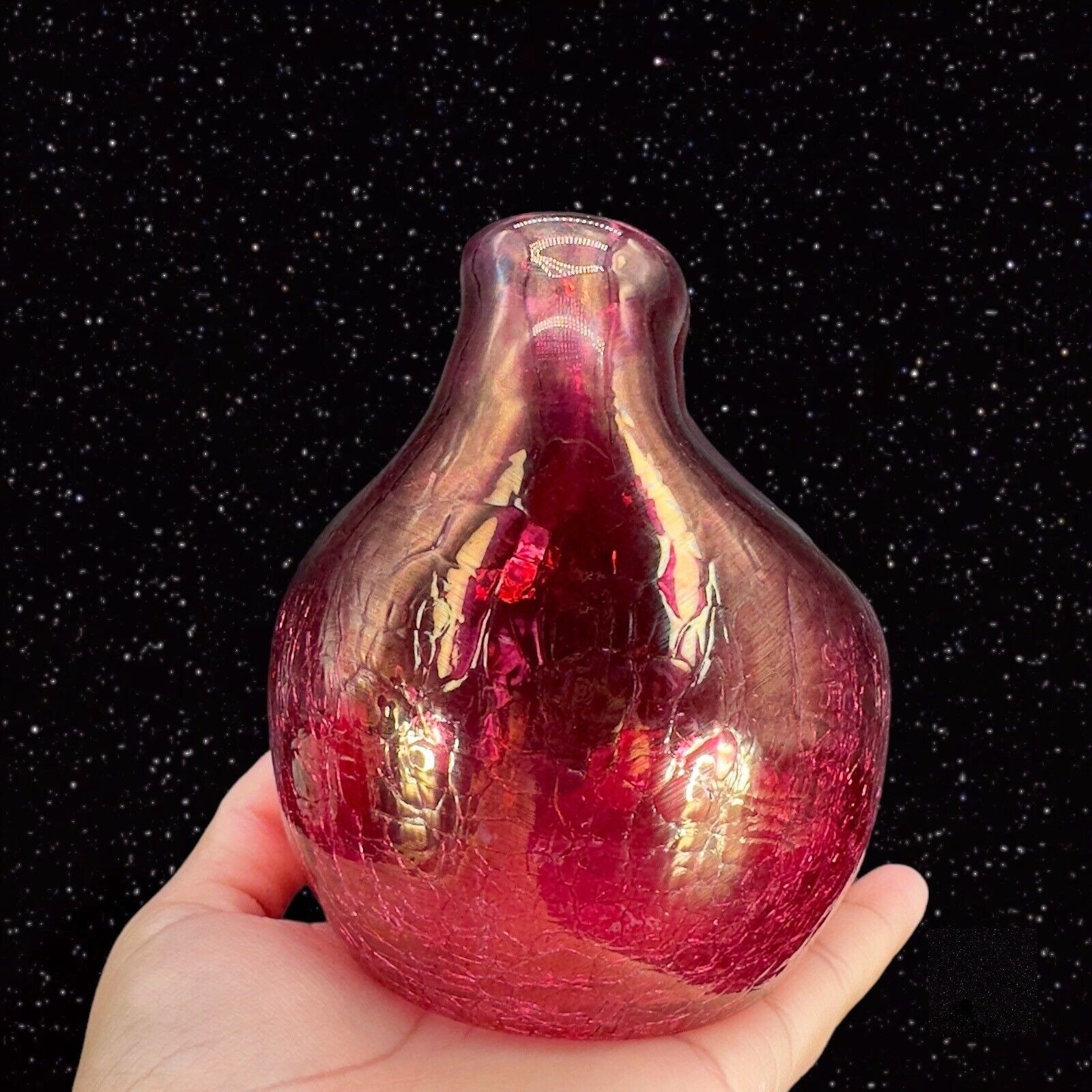 Blenko Art Glass 39 Pinched Vase Crackle Vintage Glass Vase - Etsy