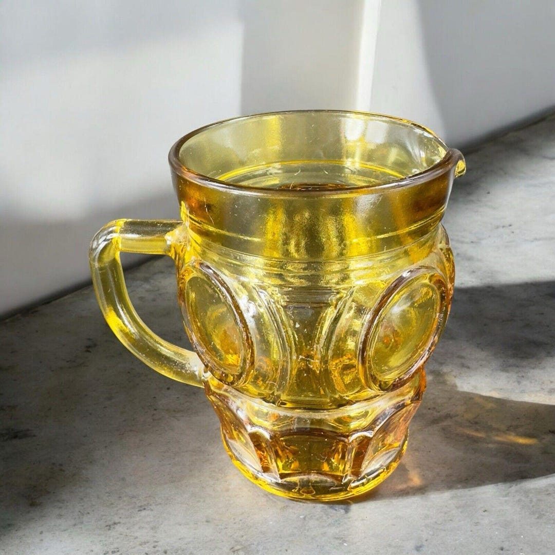 Vintage Wheaton Glass Bullseye Amber Glass Creamer Pitcher Jug ...