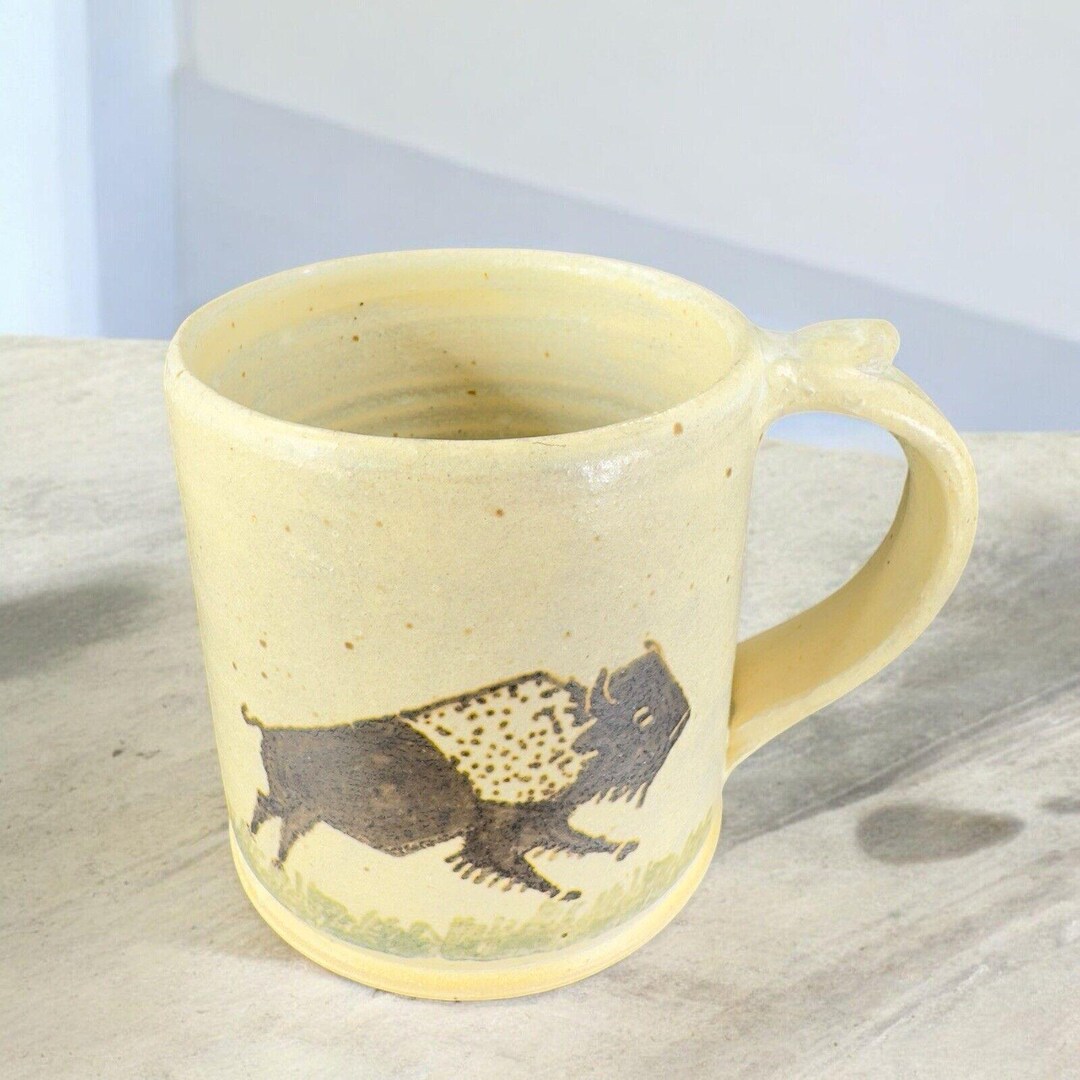Vintage Dakota Stoneware Pottery Coffee Mug Cup Ceramic Buffalo Mug ...