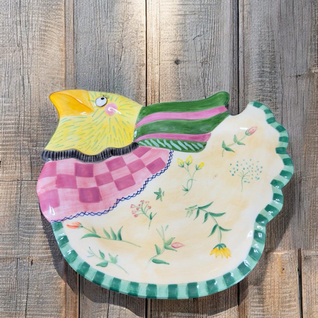 Fitz and Floyd GYPSY CHICKS Hen Chicken Plate Dish Platter Ceramic Whimsical VTG - Etsy