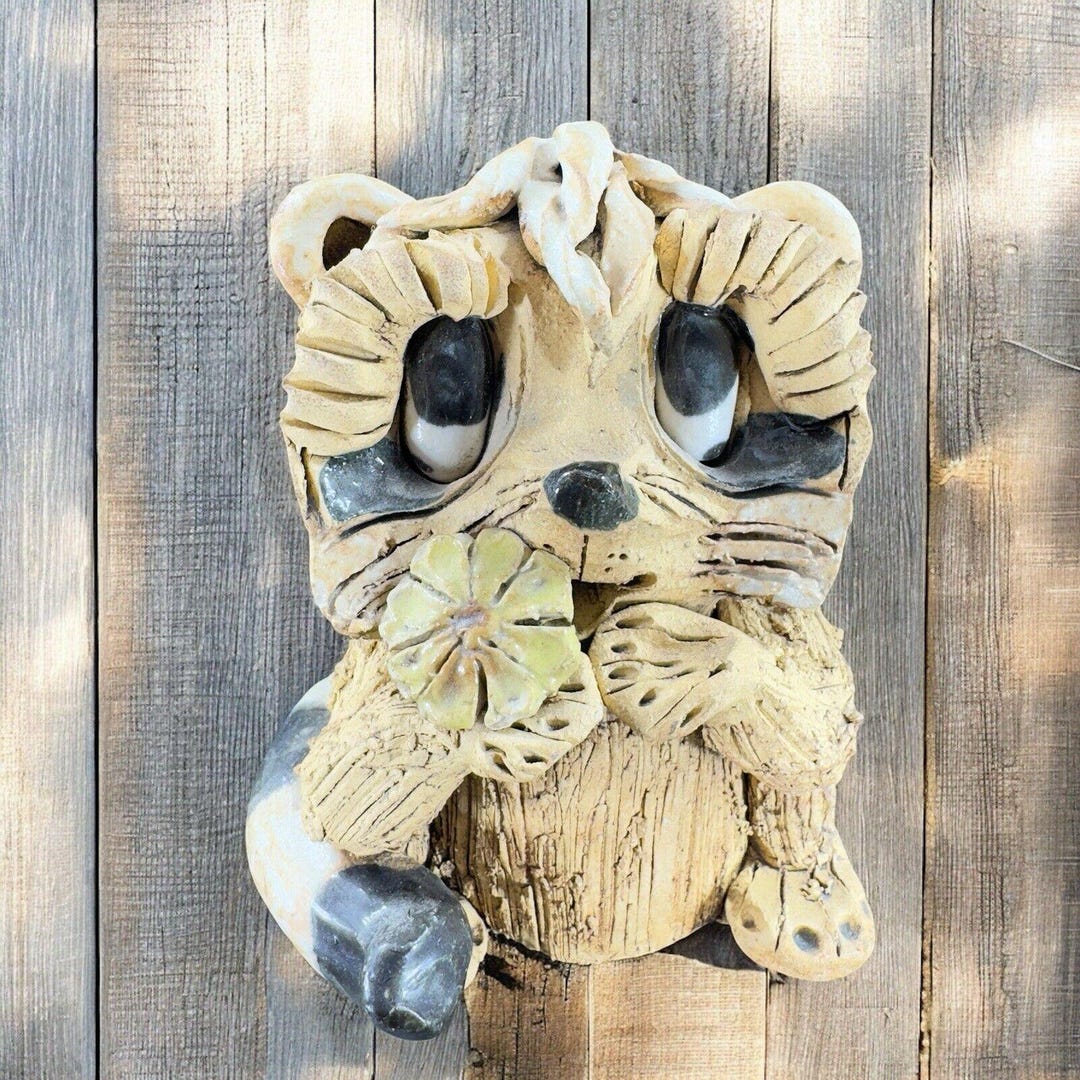 Vintage Max Hindt Art Pottery Carved Clay Raccoon Figurine Signed ...