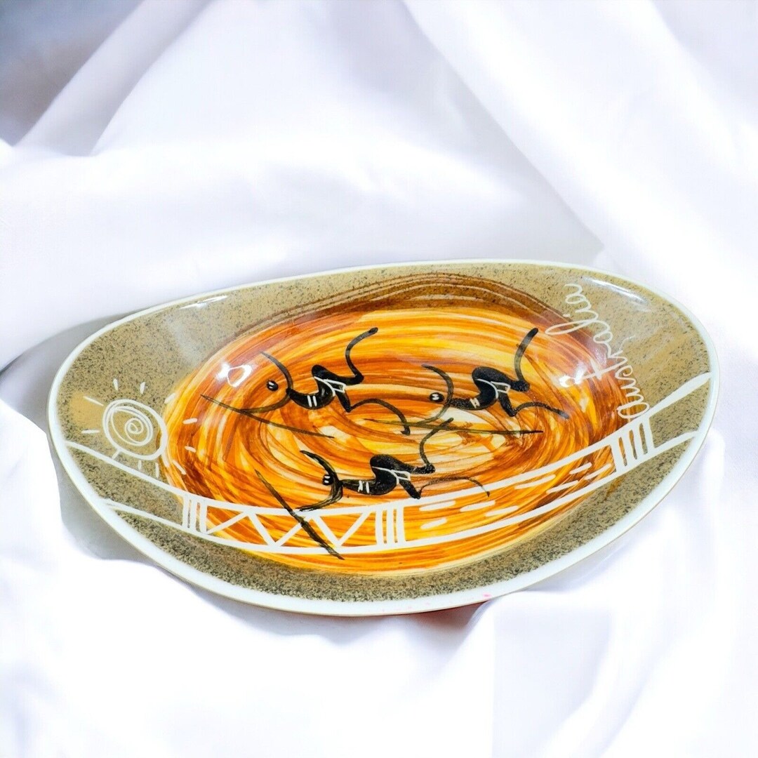 Hand Painted Studio Anna Ceramic Porcelain Dish Footed Trinket Signed ...