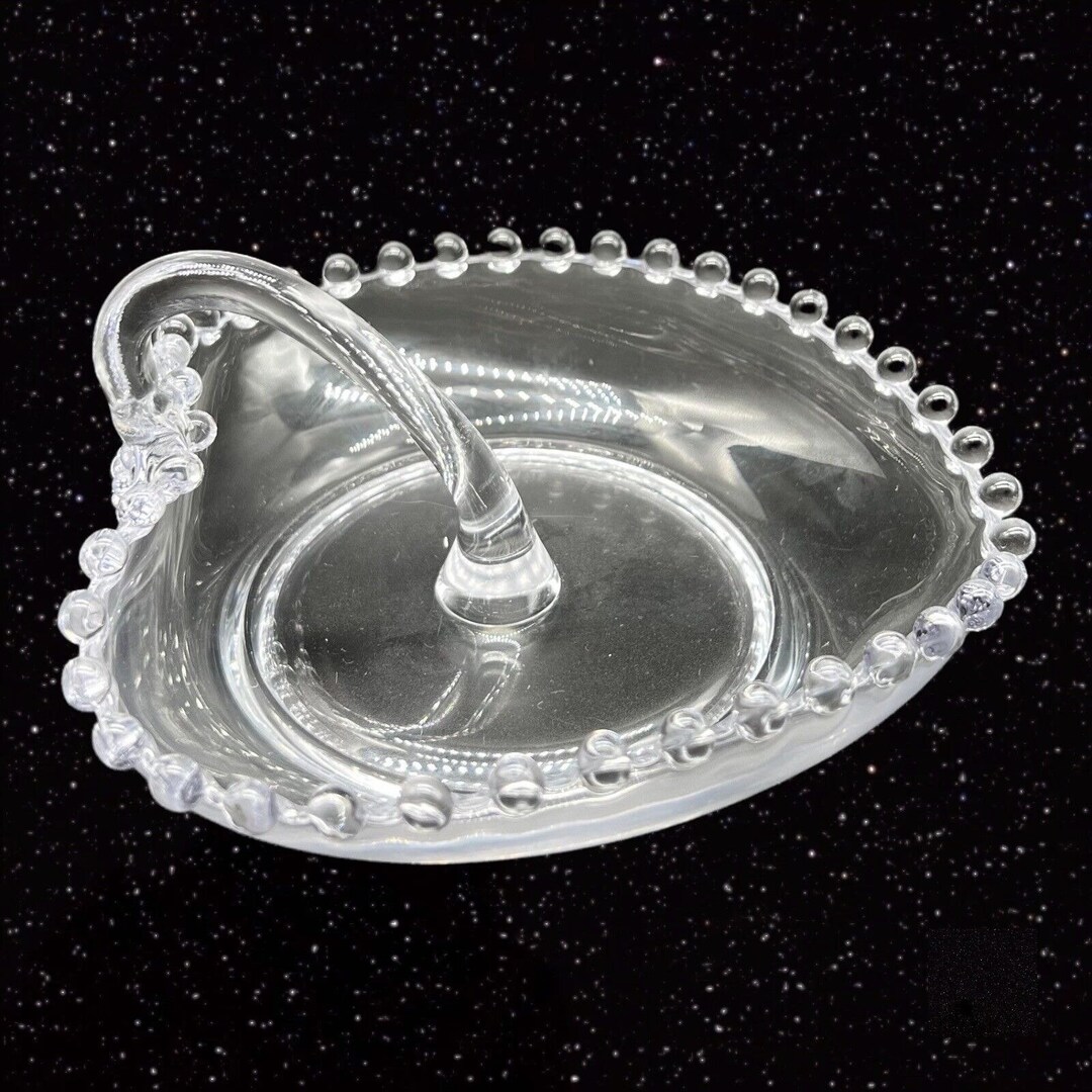 Vintage Candlewick Heart Shaped Nappy Candy Dish Clear Glass Beaded 5.5 ...